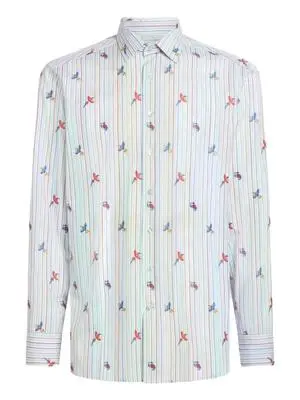 Etro Bird-print Striped Shirt - White