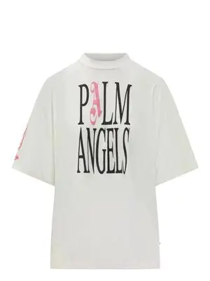 Palm Angels Flame-print Loose T-shirt - White