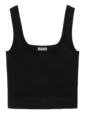 Simkhai Uri Square-neck Ribbed Top - Black