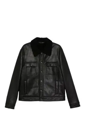 SALVATORE SANTORO Fleece-lined Leather Jacket - Black