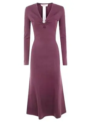 TWINSET Ring-detail Long-sleeve Dress - Purple