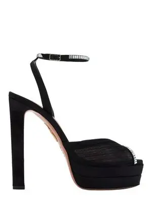 AQUAZZURA 130mm Crystal-embellished Platform Sandals - Black
