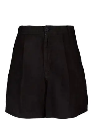 120% Lino Pleated Pocket Shorts - Black