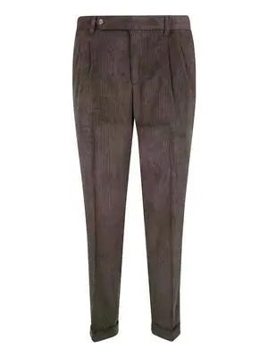 BARBA NAPOLI Pleated Corduroy Trousers - Brown