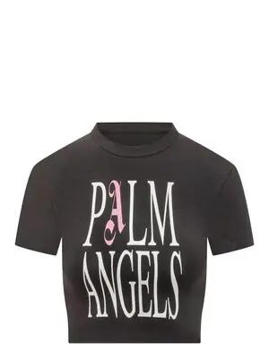 Palm Angels Logo Cropped Tee - Black