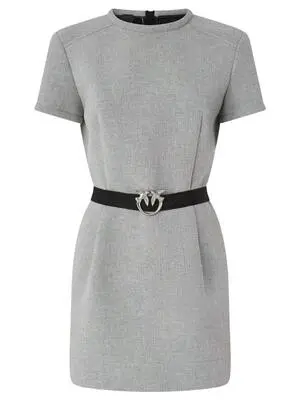 Pinko Belted Short-sleeve Mini Dress - Grey
