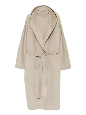Alberta Ferretti Hooded Belted Coat - Neutrals