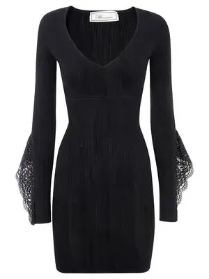 Blumarine Ribbed Mini Dress - Black
