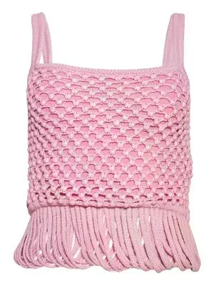 DIOTIMA Loop Fringe Knit-mesh Tank Top - Pink