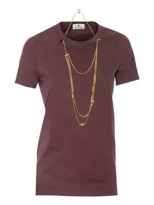 Elisabetta Franchi Chain-detail T-shirt - Red