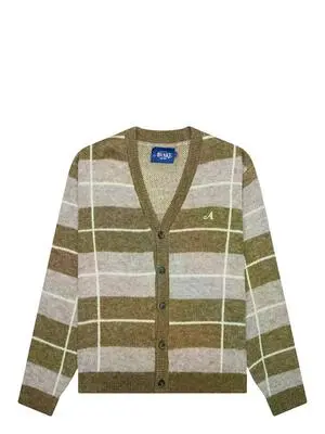 AWAKE NY Windowpane Mohair Cardigan - Green