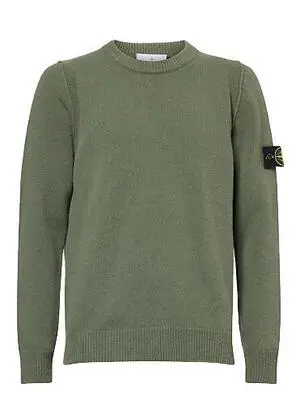 Stone Island Lambswool Crewneck Knitted Jumper - Military Green