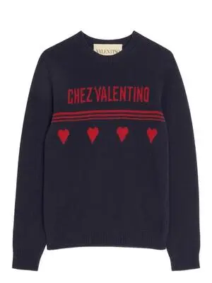 Valentino Garavani Heart Motif Sweater - Amu Blue/red