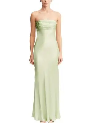 Shona Joy La Lune Strapless Ruched Bodice Gown - Key Lime