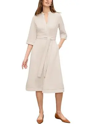 M.M.LAFLEUR Lauleh Everyday Crepe Dress With Topstitch - Eggshell