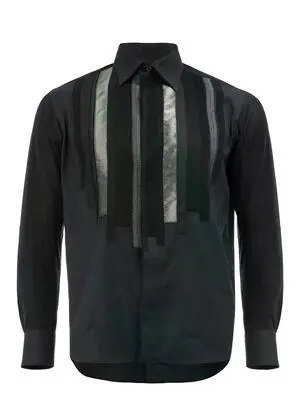 SHIRO SAKAI Shigoto X Striped Applique Shirt - Black