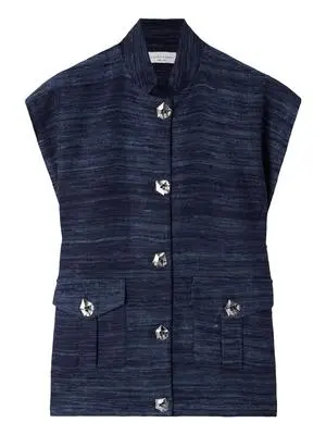 VIOLANTE NESSI Milly Silk-tweed Vest - Blue