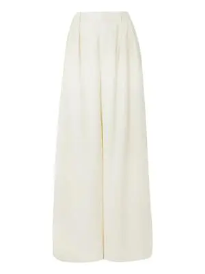 Wardrobe.NYC Pleated Grain De Poudre Wool Wide-leg Trousers - Neutrals