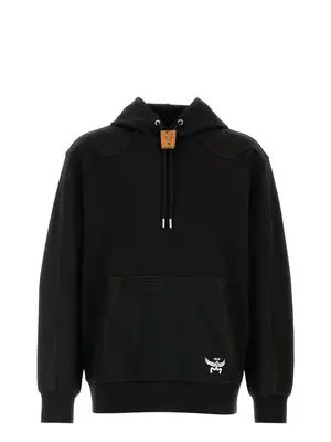 Mcm Hooded Sweatshirt With Contrast Stitching - Black