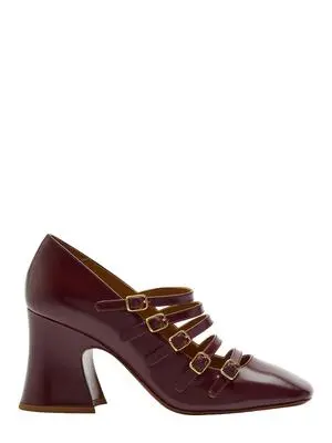 Chloé Janis 80 Multi-strap Leather Pumps - Burgundy