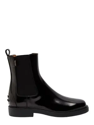 TOD'S Patent Leather Chelsea Boots - Black