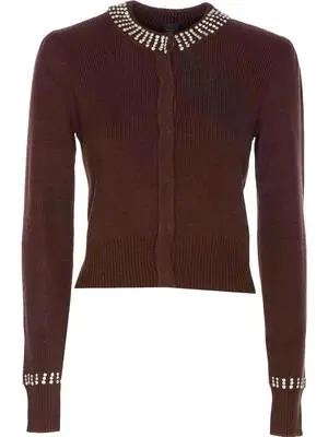 Pinko Crystal-embellished Cardigan - Brown