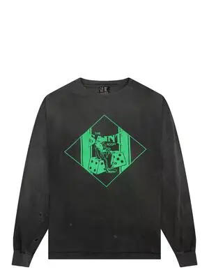 SAINT MXXXXXX Graphic-print Distressed Long-sleeve T-shirt - Black