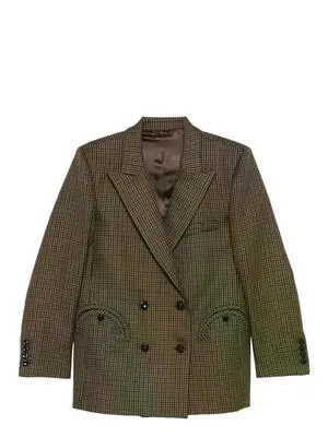 BLAZÉ MILANO Houndstooth Double-breasted Jacket - Brown
