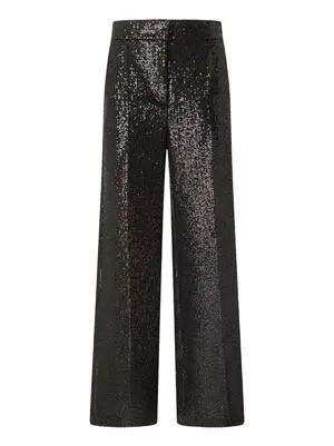 GENNY Sequinned Wide Leg Trousers - Black