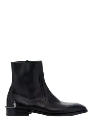 Roberto Cavalli Leather Ankle Boots - Black