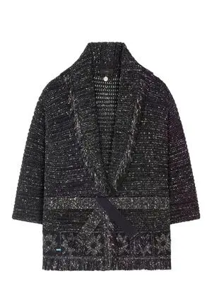 Alanui City Lights Fringed Sequin Cardigan - Black