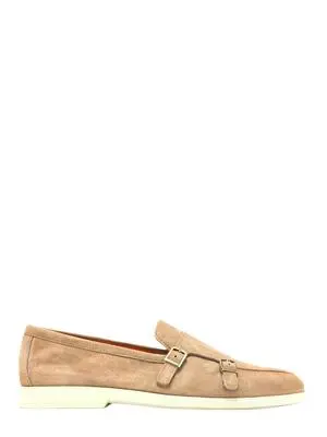 Santoni Double-buckle Suede Monk Shoes - Neutrals