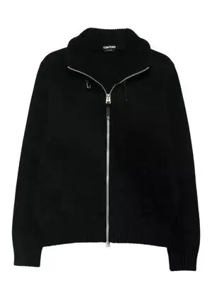 TOM FORD Zip-front Ribbed Wool Jacket - Black