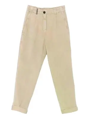 Peserico Pleated Trousers With Cuffed Hem - Neutrals