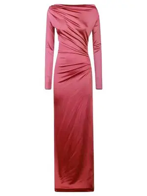 Victoria Beckham Draped Long-sleeve Maxi Dress - Pink