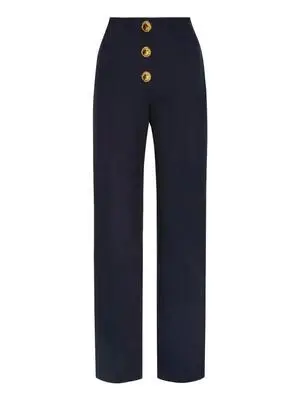 Oscar De La Renta Button-detailed Trousers - Blue