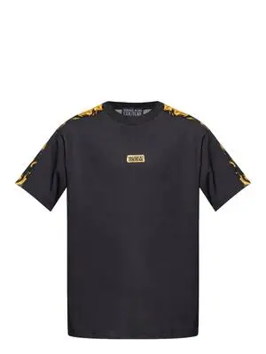 Versace Baroque-print Logo-plaque T-shirt - Black