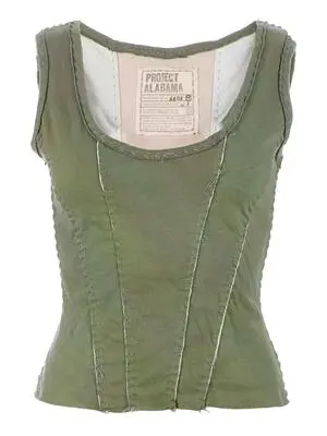 PROJET ALABAMA Stitch Trim Tank Top - Green