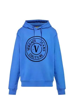 Versace Logo-print Hoodie - Blue