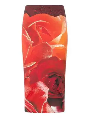 Roberto Cavalli Printed Pencil Skirt - Red