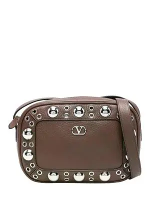Valentino Garavani Studded Leather Messenger Bag - Brown