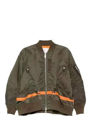 Sacai Stripe-detail Zip-up Bomber Jacket - Brown