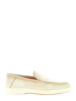 Santoni Suede Leather Loafers - Neutrals