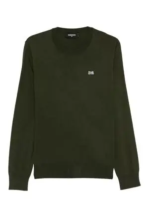 Dsquared2 Cotton Jumper With Logo Appliqu - Green