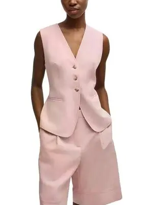 BOSS Sleeveless Buttoned Waistcoat - Pink