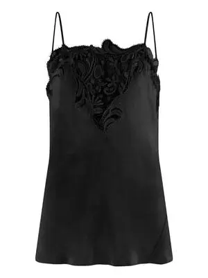 FERRAGAMO Silk Embroidered-lace Top - Black