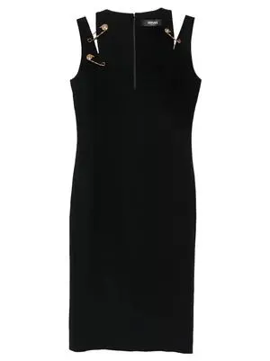 Versace Safety-pin Detail Midi Dress - Black