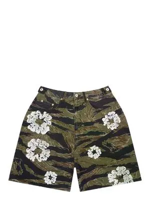 DENIM TEARS Tiger-motif Camo Shorts - Green
