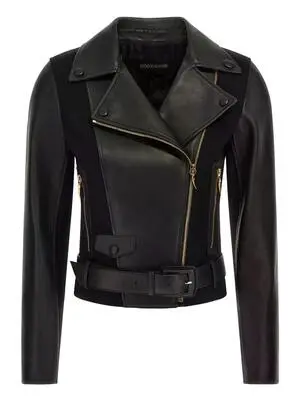 Roberto Cavalli Leather Biker Jacket - Black