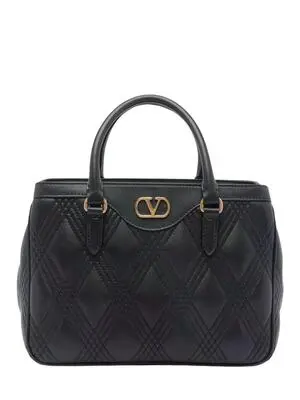 Valentino Garavani Vlogo Quilted Leather Handbag - Black